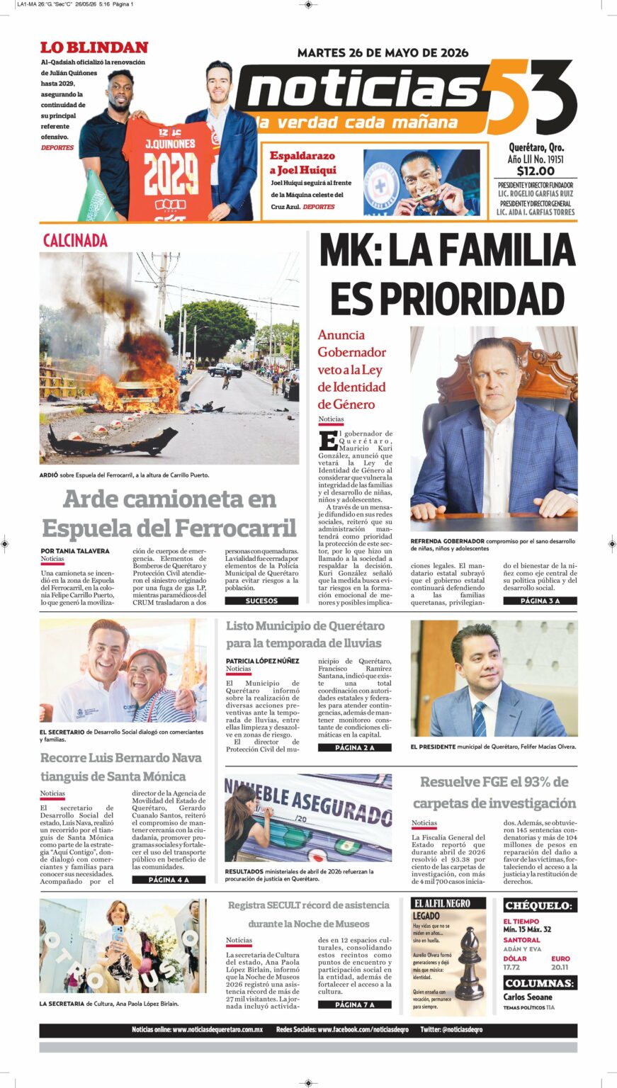 ¡Conoce la Portada de Hoy! - Noticias de Querétaro