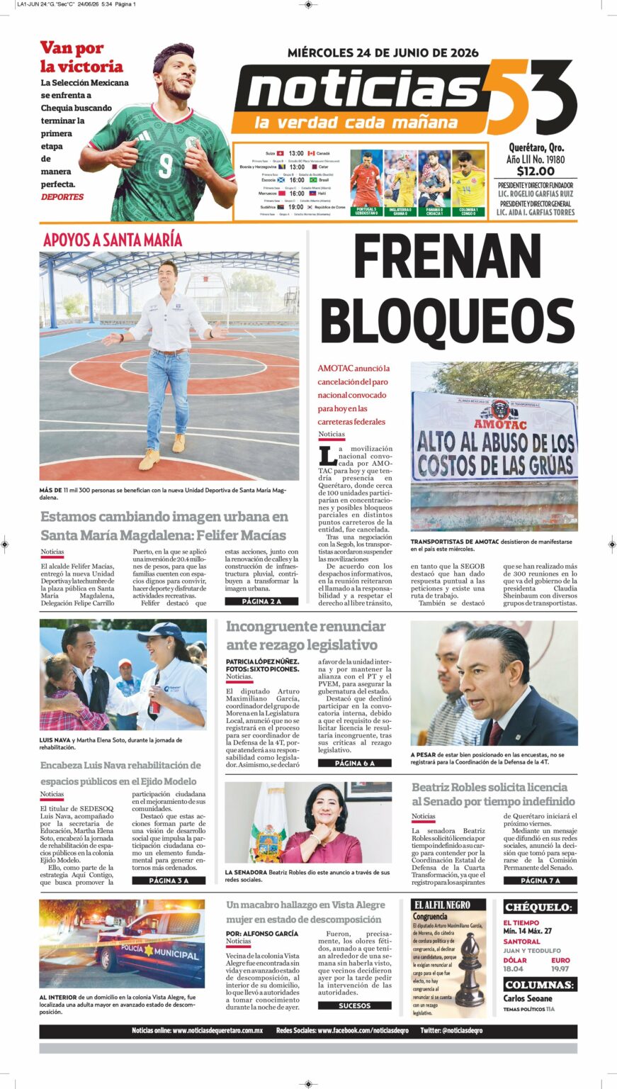 ¡Conoce la Portada de Hoy! - Noticias de Querétaro